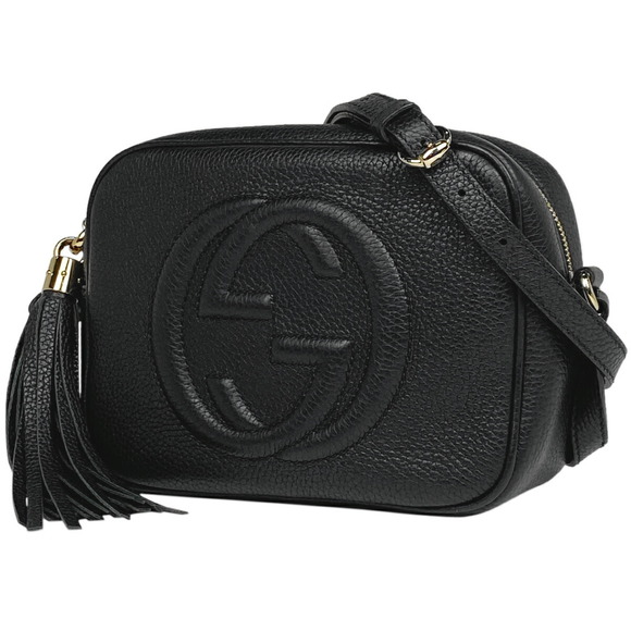 Gucci | Bags | Gucci Soho Shoulder Bag Tassel Fringe Interlocking G Leather Black | Poshmark